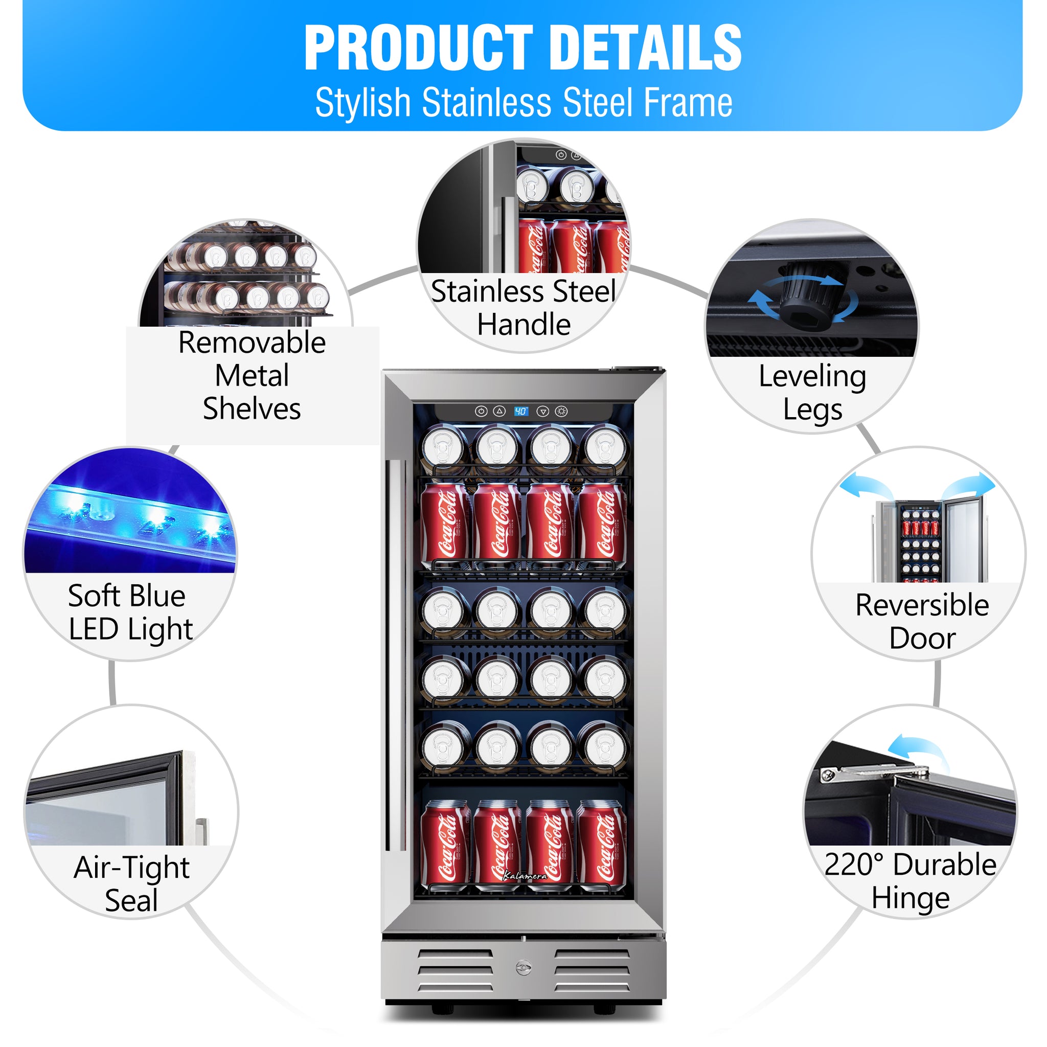 Kalamera 15” Built-in 96 Can Beverage cooler