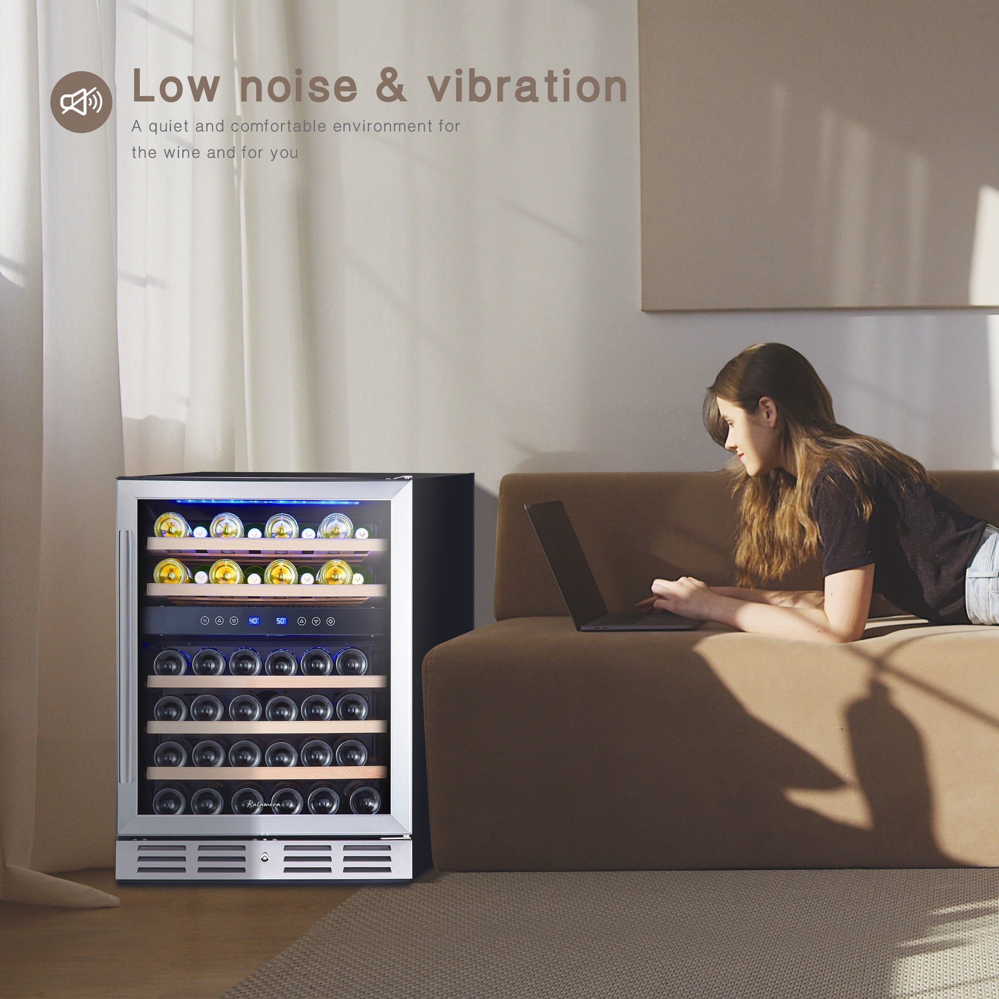 Kalamera 24'' Built-in 46 Bottle Dual Zone Wine Cooler