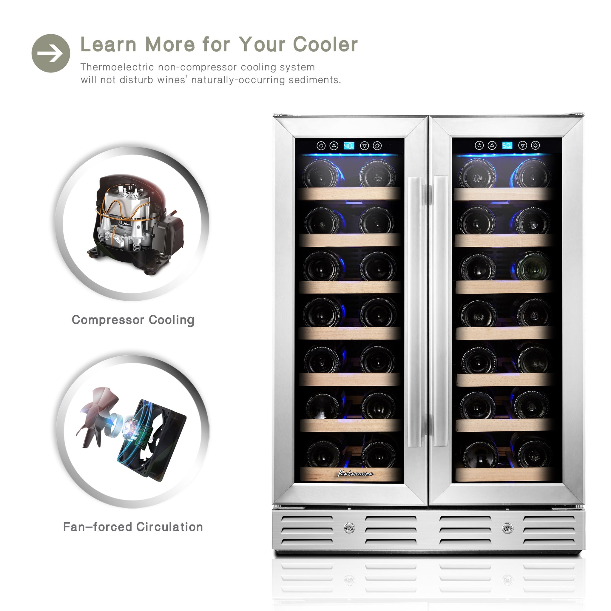 Kalamera 24'' Built-in French Door Wine Cooler